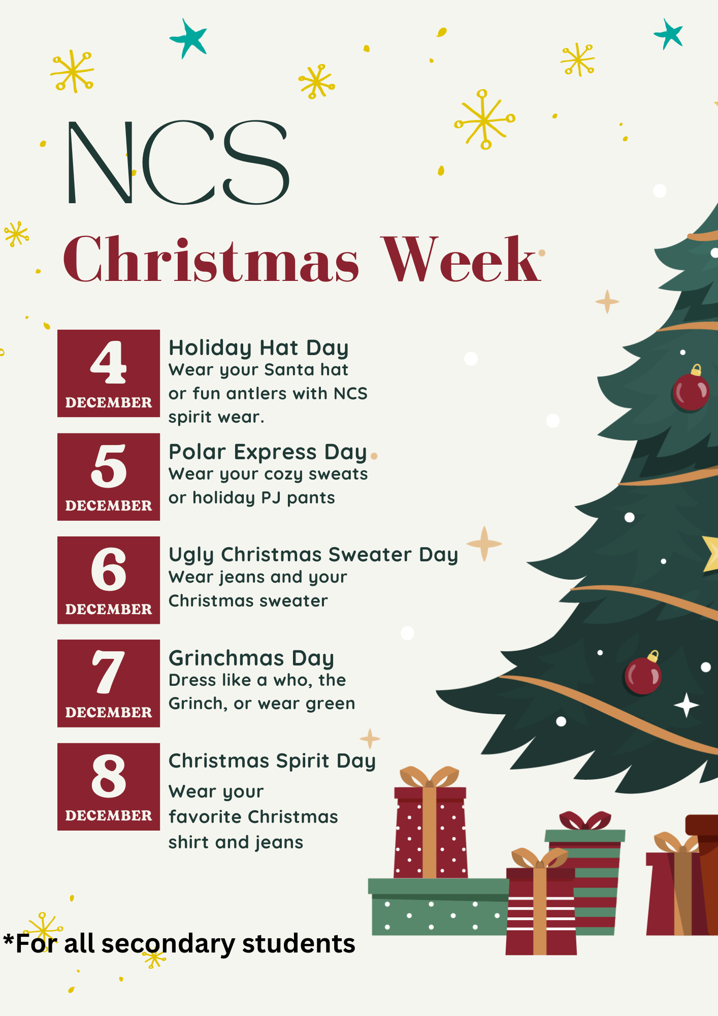 Secondary Christmas Dress-Up Week